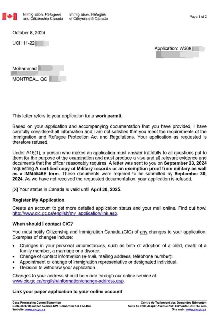 Work permit Refusal | What to do if work permit refused